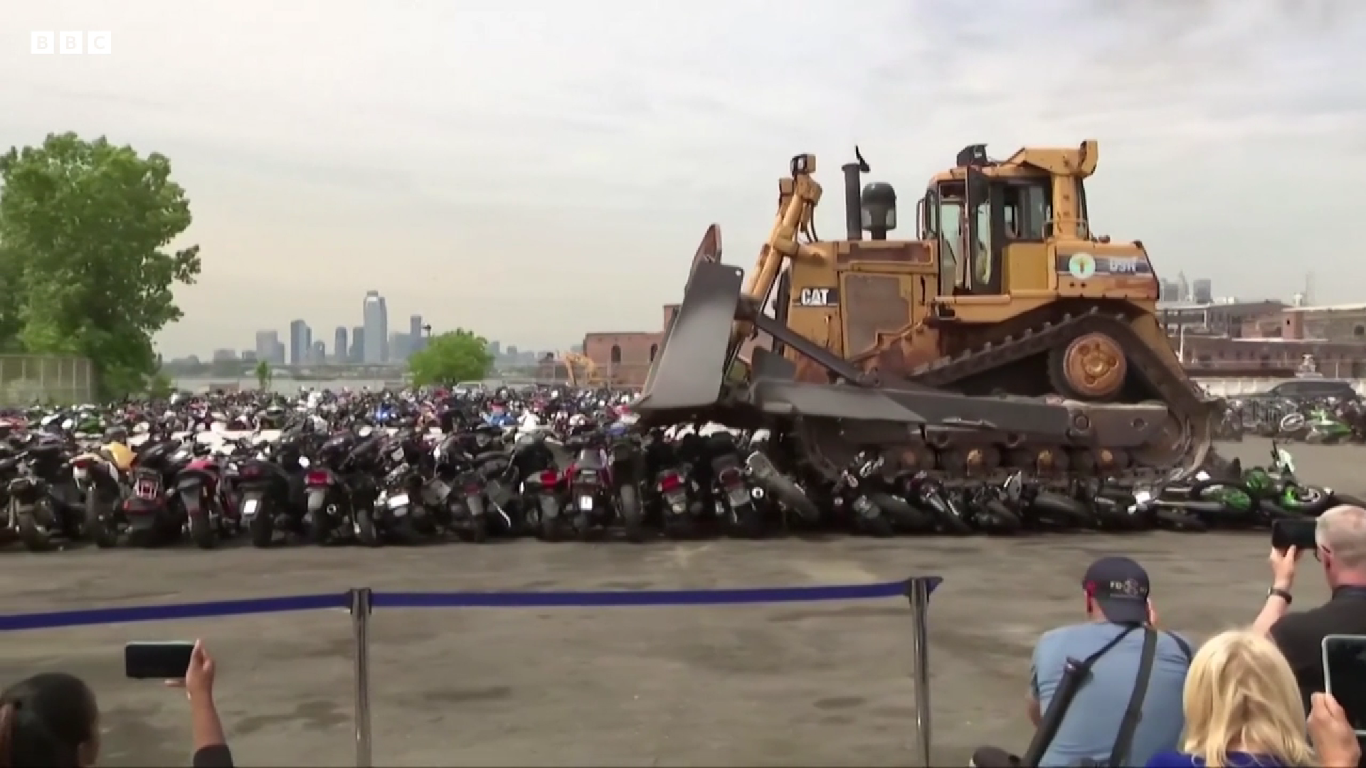New York authorities bulldoze 100 'illegal' motorcycles | Visordown